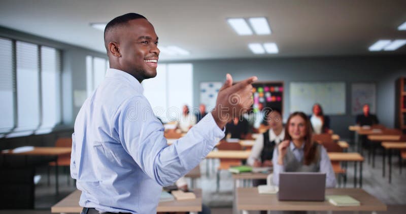 Teacher in Classroom Lesson Stock Image - Image of computer, study ...