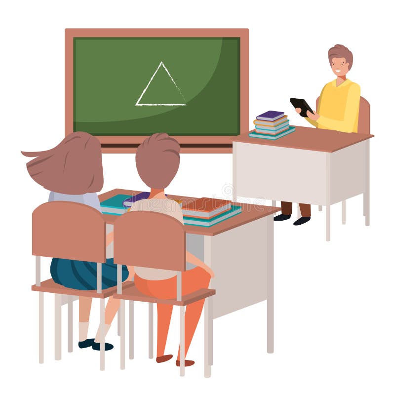 Teacher in Classroom with Students Avatar Character Stock Vector ...