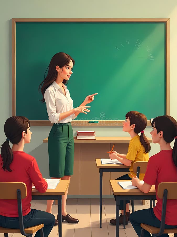 Teacher Classroom Teaching Students Pointing Blackboard Explaining Stock Photos - Free & Royalty ...