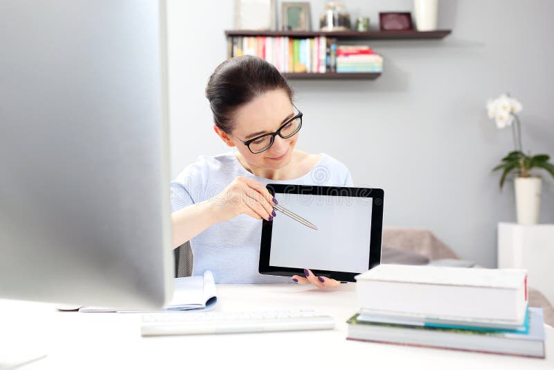 E-learning School on Line. Homework. Online Lessons. Stock Photo ...