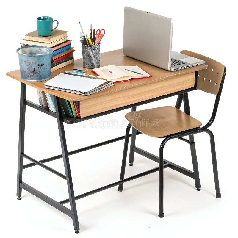 Teacher`s Desk with Chalkboard in Background Vector Available Stock ...