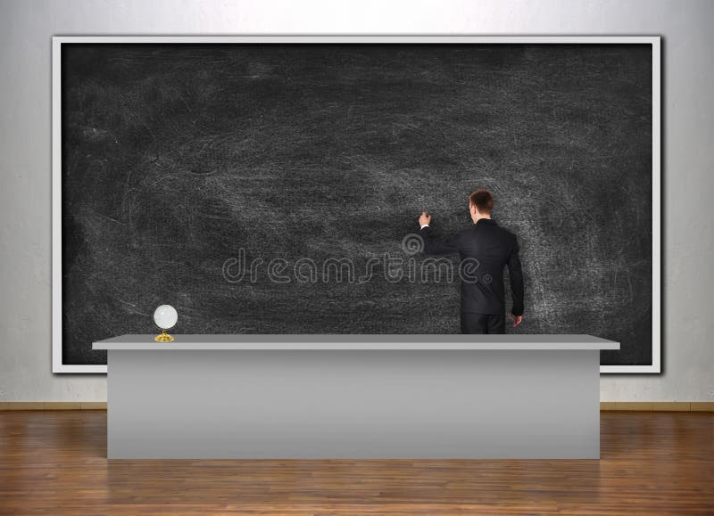 Teacher Drawing on Chalk Board Stock Image - Image of academic, empty ...