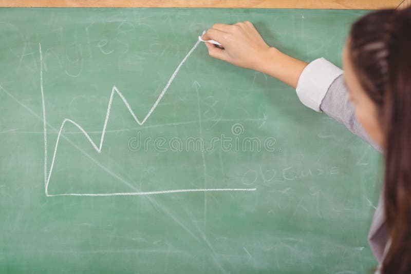 Teacher Drawing Graph on Chalkboard in a Classroom Stock Photo - Image ...
