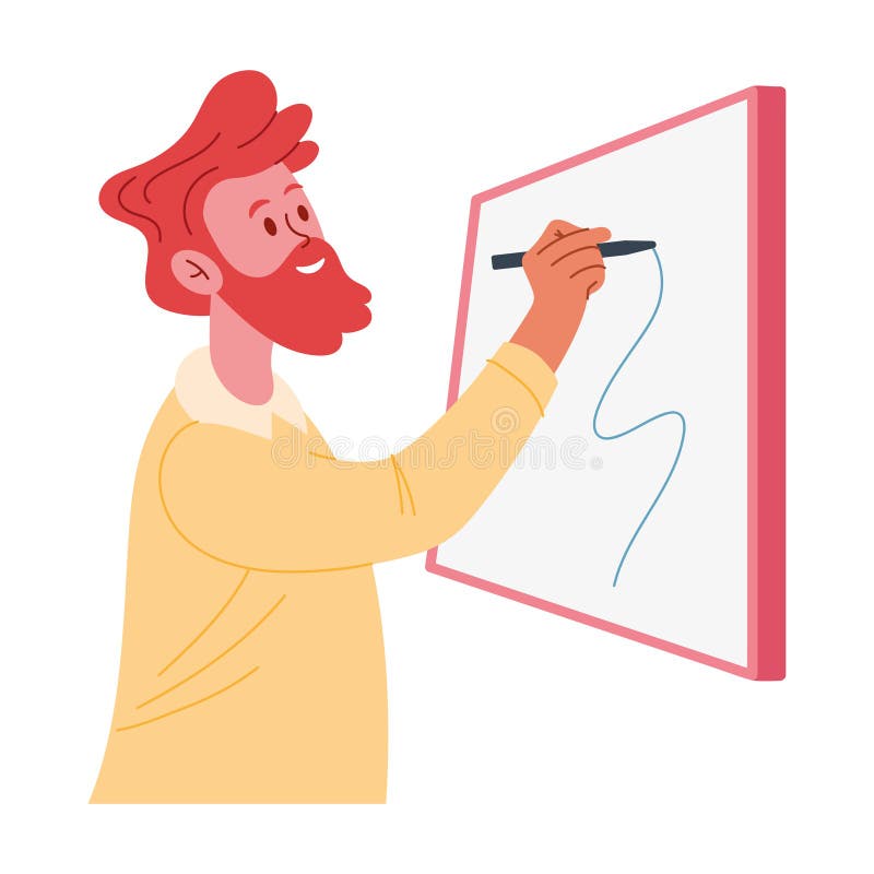 Teacher drawing man stock vector. Illustration of whiteboard - 366171749