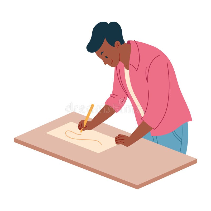 Teacher drawing man stock vector. Illustration of writing - 366171618