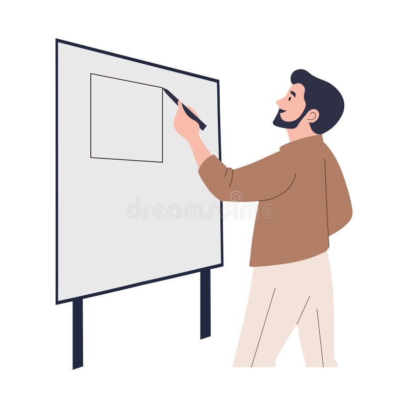Teacher Drawing Whiteboard stock vector. Illustration of vector - 365808673