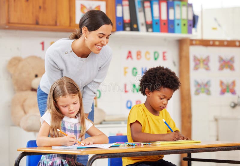 Teacher, Education and Students in Classroom, Studying and Knowledge ...