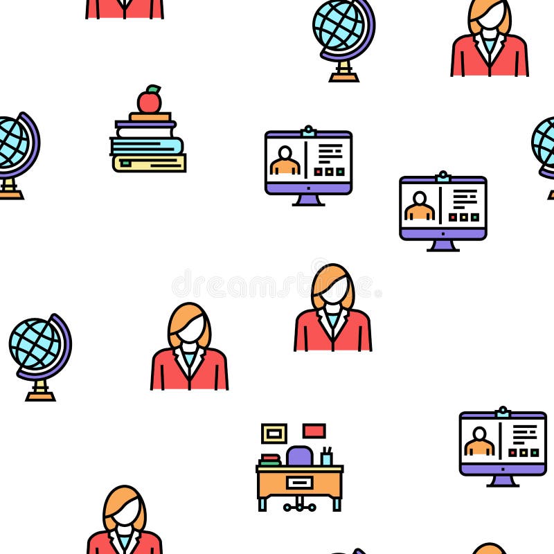 Teacher Education Vector Seamless Pattern Stock Vector - Illustration ...
