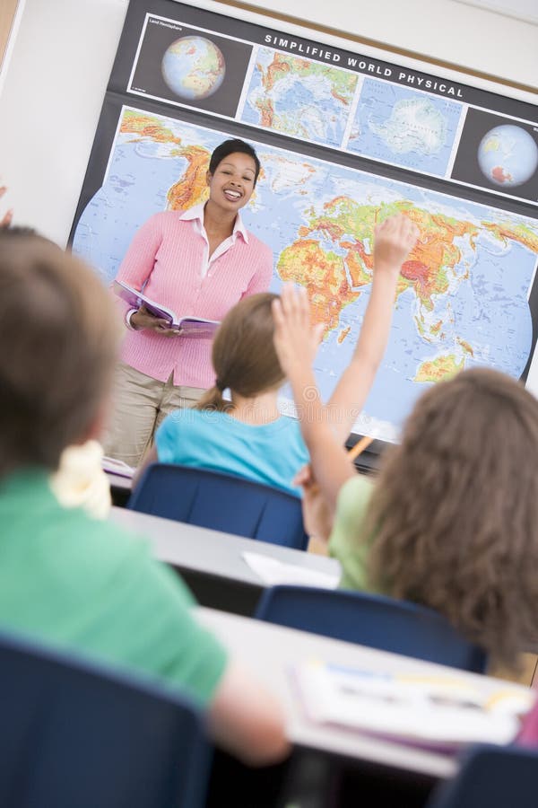 Teacher in Elementary School Geography Class Stock Image - Image of ...