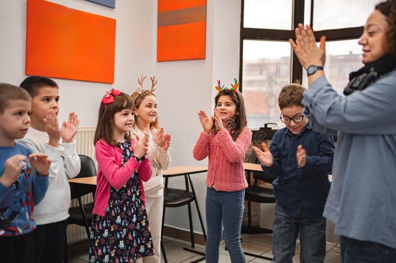 Teacher and Elementary Students at Language School Class Stock Image ...