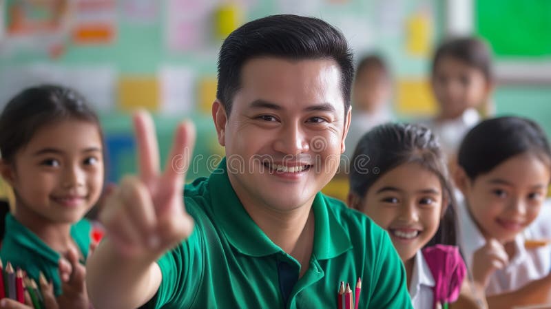 Teacher Engages with Students in a Lively Classroom Setting during a ...