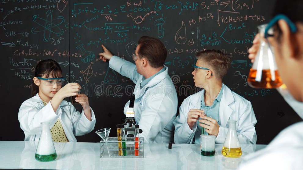 Teacher Explain about Chemical Theory while Student Mix Solution ...