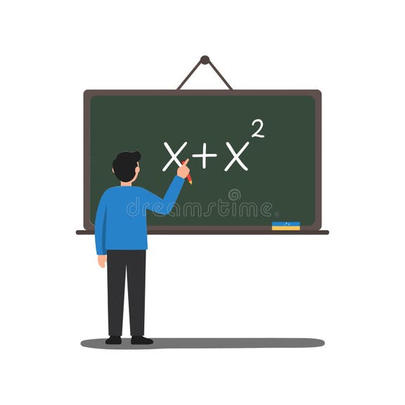 Teacher Explaining Algebraic Equations on a Chalkboard in Classroom ...