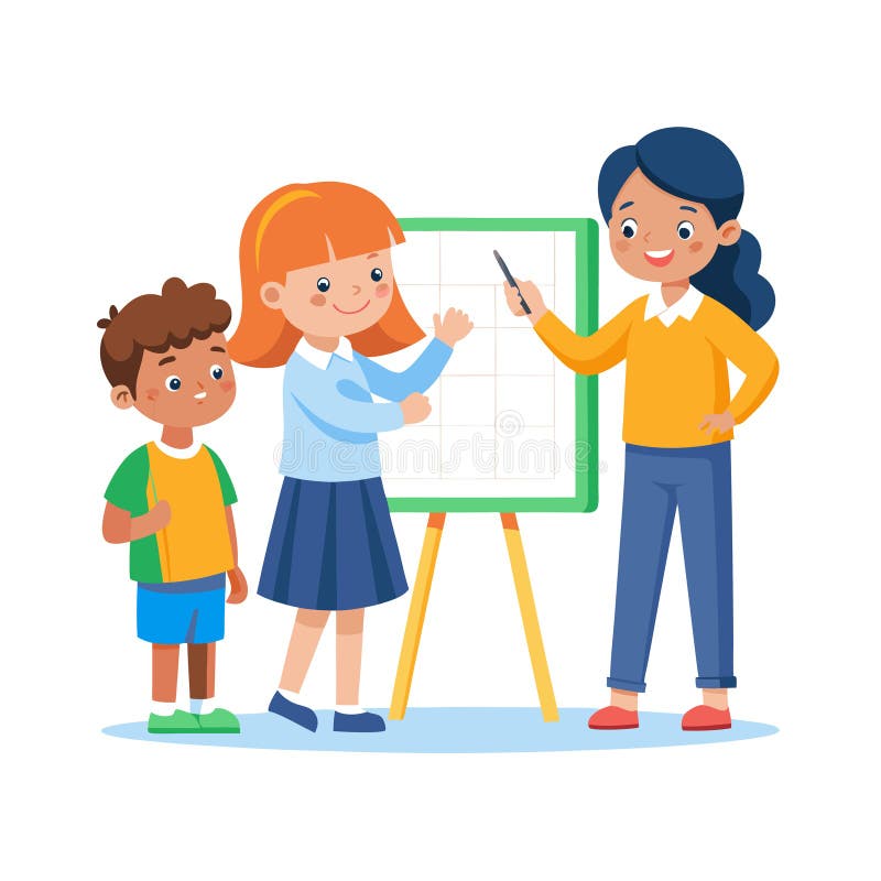 Teacher Explaining Lesson To Students Using a Whiteboard in the ...