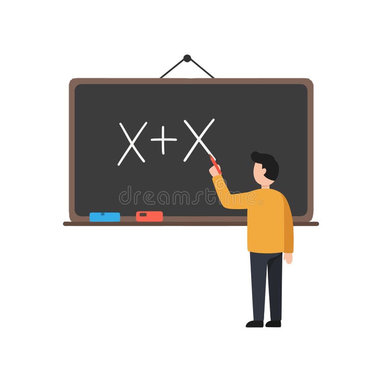 Teacher Explaining a Mathematical Equation on a Chalkboard in Classroom ...
