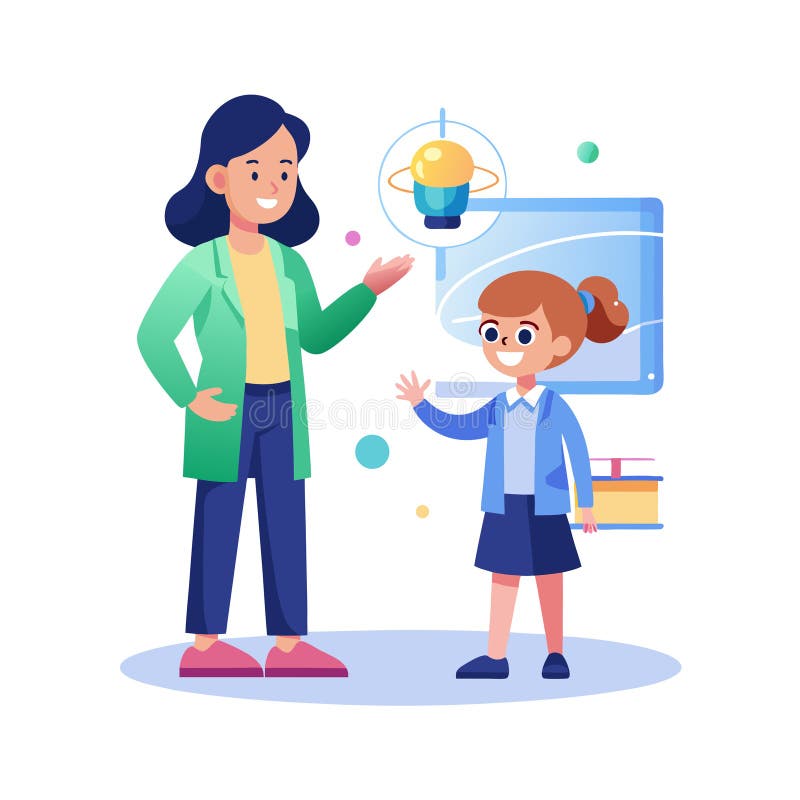 Teacher Explaining Science Concept To Student with Lightbulb ...