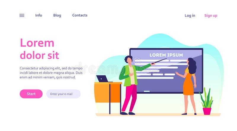 Teacher Explaining Lecture Topic To Students Group Stock Vector ...