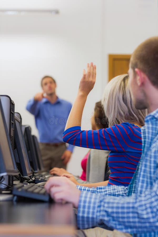 Teacher Explaining To Students in Computer Room Stock Photo - Image of ...