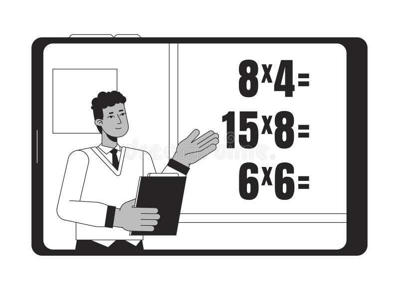 Teacher Explains Math Bw Concept Vector Spot Illustration Stock Vector ...