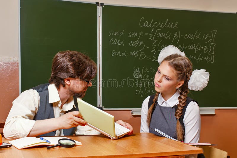Teacher Explains the Student Difficult Task. Stock Image - Image of ...