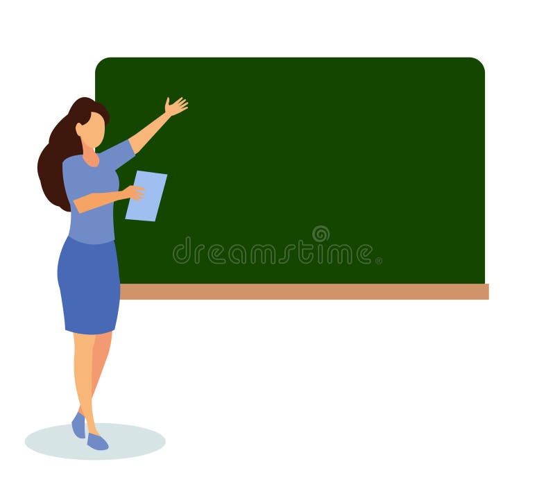 Teacher in Front of Blackboard in Classroom Stock Vector - Illustration ...