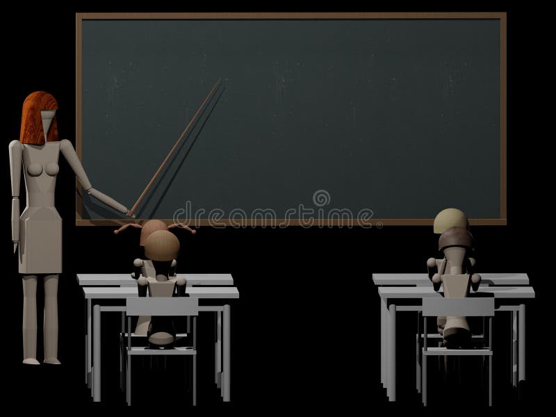 Teacher in Front of School Class 3D Rendering Stock Illustration ...