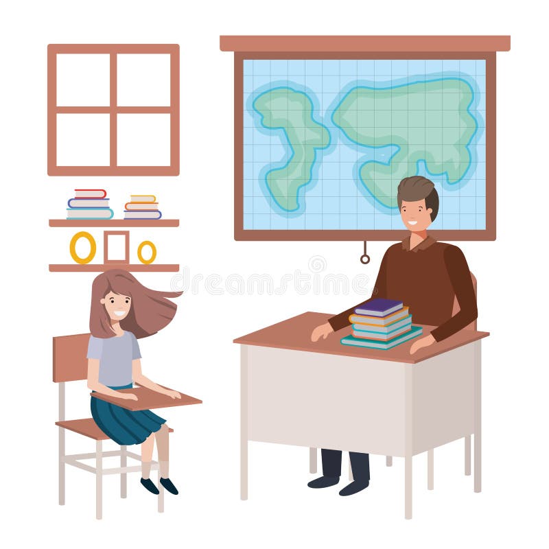 Teacher in the Geography Class with Students Stock Vector ...