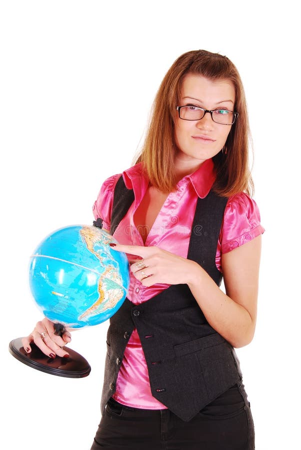 The Teacher of Geography with the Globe. Stock Photo - Image of globe ...