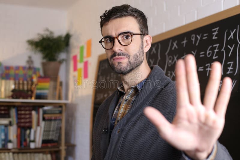 Teacher Gesturing Showing Stop Hand Stock Image - Image of discipline ...