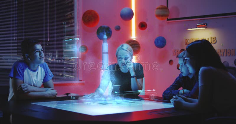 Teacher Giving a Class on Space Exploration Stock Image - Image of ...