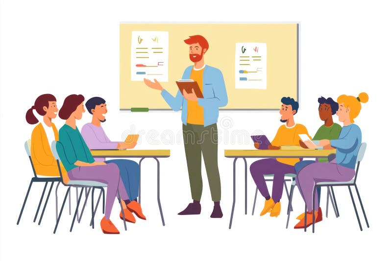 Teacher Giving Lesson To Students Using Digital Tablets in Classroom ...