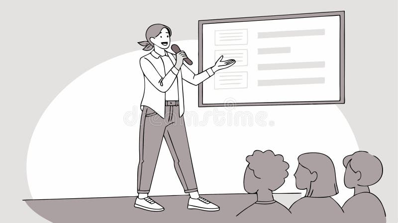 Teacher Giving Presentation Education and Classroom Teaching and ...