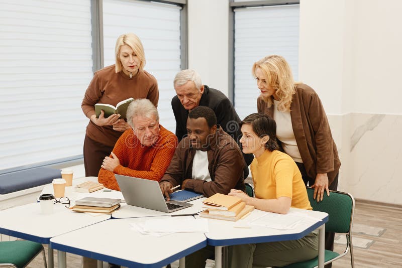 Teacher Giving Presentation on Laptop for Students Stock Image - Image ...