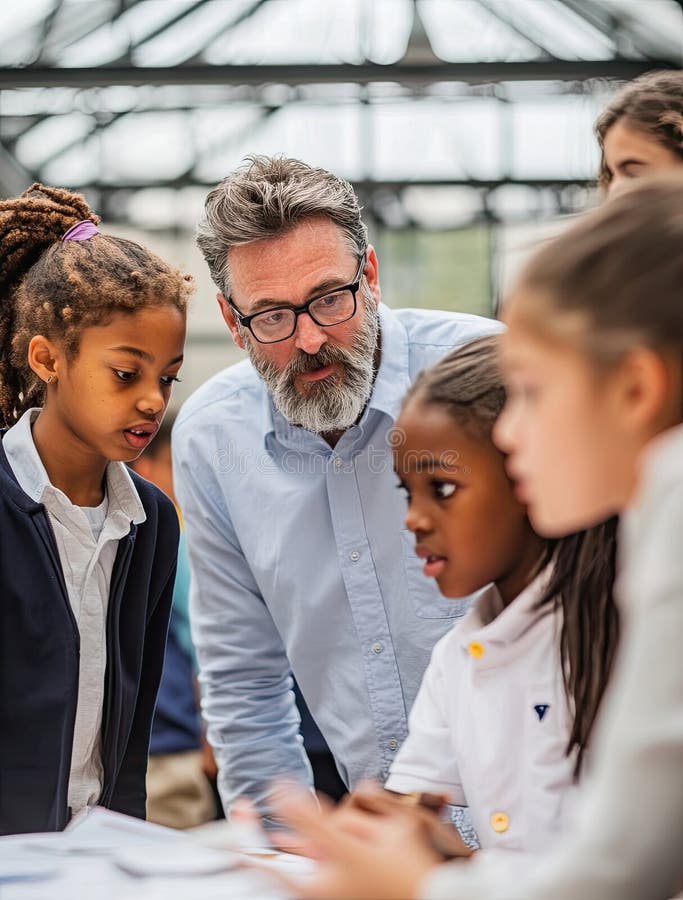 Teacher Guiding Elementary School Students. Education, Learning ...