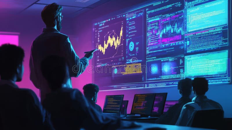 Teacher Guiding Students through Coding Concepts in Classroom Setup ...