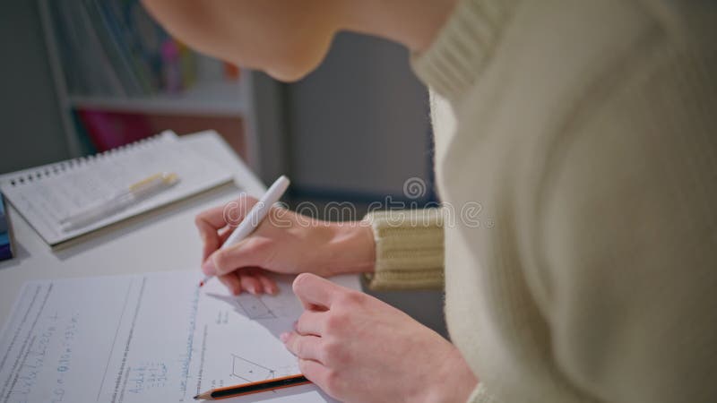Teacher Hands Putting Marks Apartment Closeup. Unknown Woman Correcting ...