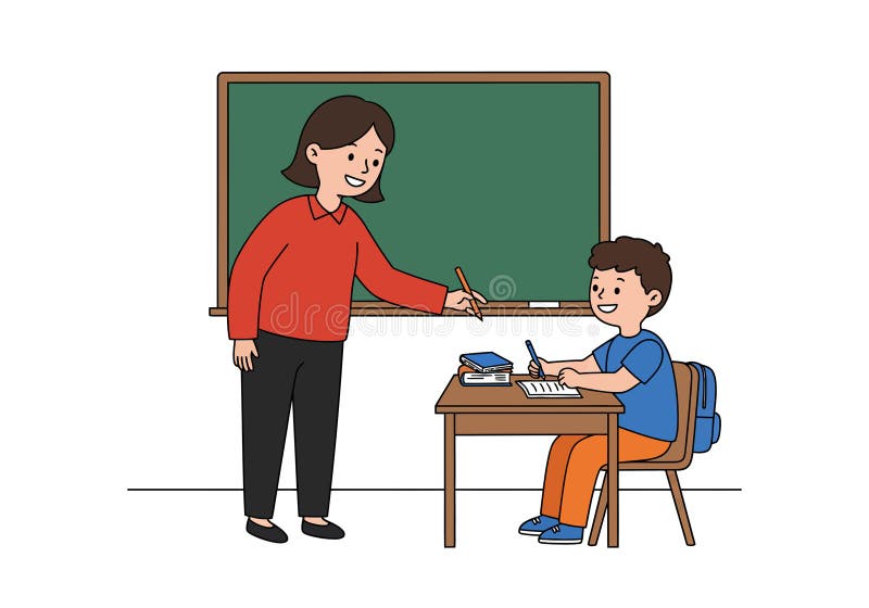 Teacher Helping Student Clipart Stock Vector - Illustration of study ...