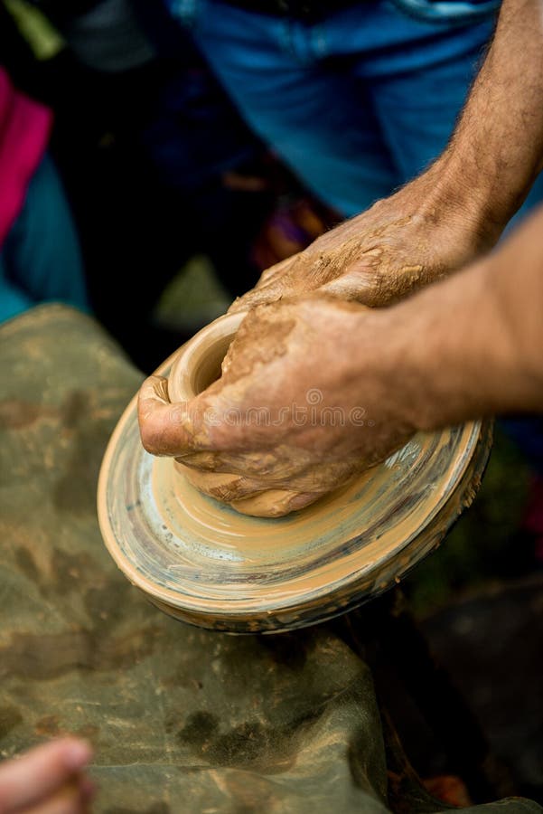 Work with Clay. Work on the Potter& X27;s Wheel Stock Photo - Image of ...