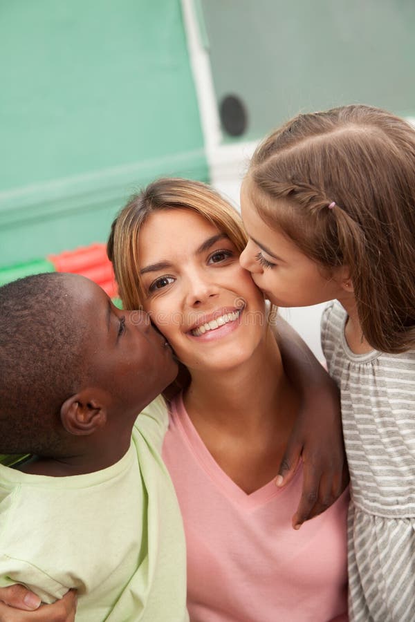 Teacher with Her Students Having Fun Stock Photo - Image of happiness ...
