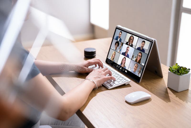 Teacher Hosting Online Class Using Video Conference Stock Photo - Image ...