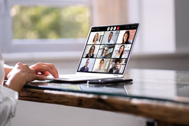 Teacher Hosting Online Class Using Video Conference Stock Photo - Image ...