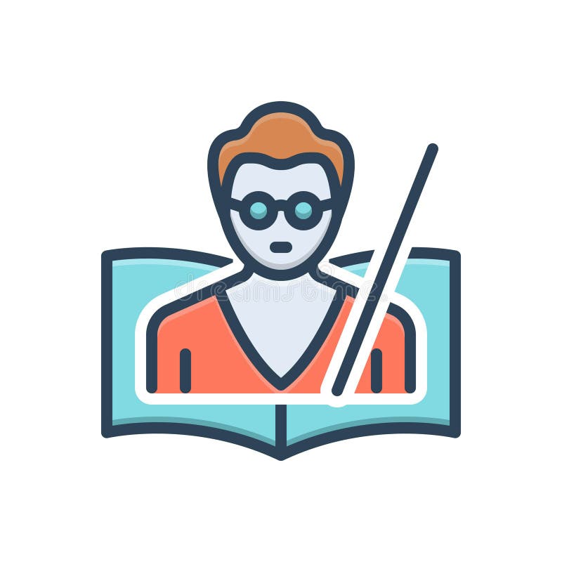 Color Illustration Icon for Teacher, Schoolmaster and Teaching Stock ...