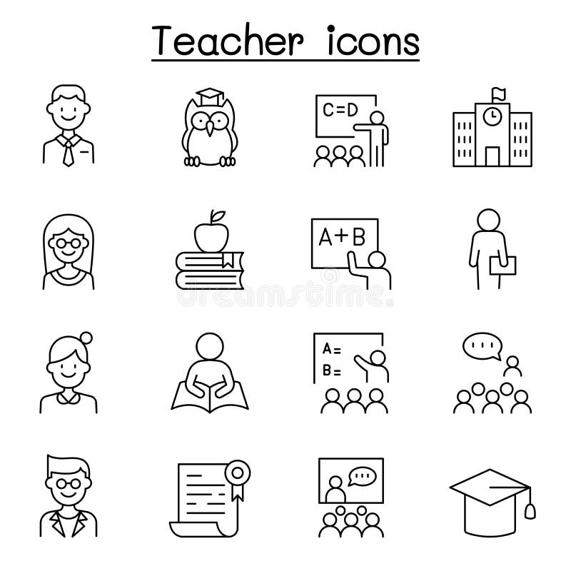 Teacher Icon in Flat Style Isolated on White Background. People of ...