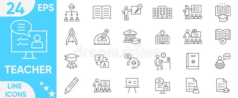 Teacher Icons Set.class, School, Teaching, Mentor, Book,students ...