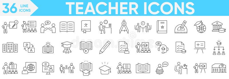 Teacher Icons Set.class, School, Teaching, Mentor, Book,students ...