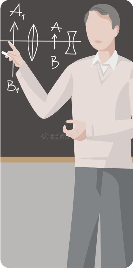 Physics teacher in class stock illustration. Illustration of cute ...