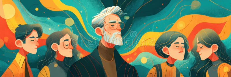 Teacher Inspires Students with Emotional Connection in Vibrant Abstract ...