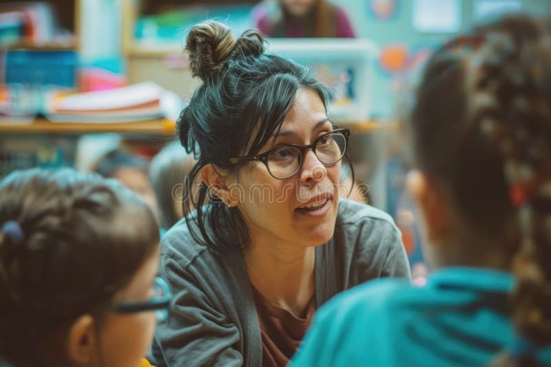 Teacher Interacting with Students, Fostering Engagement and Creating a ...