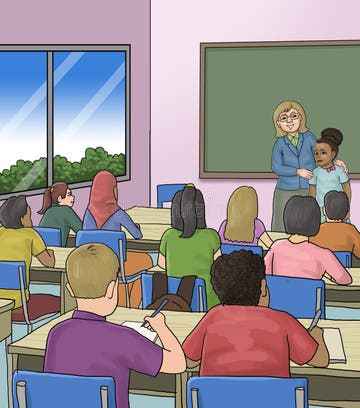 Teacher Introduce New Student in Front of Class Stock Illustration ...