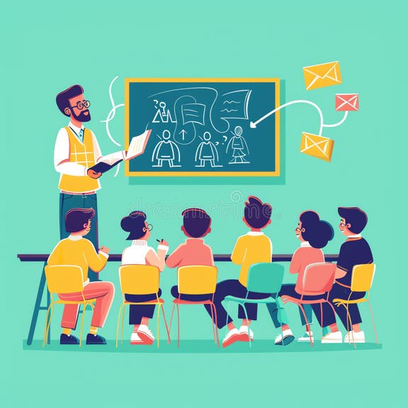 Teacher Leading a Classroom Discussion on Growth Development Email Icon ...